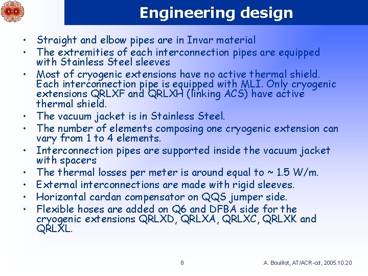 QRL kickoff meeting Presentation of the cryogenic extensions