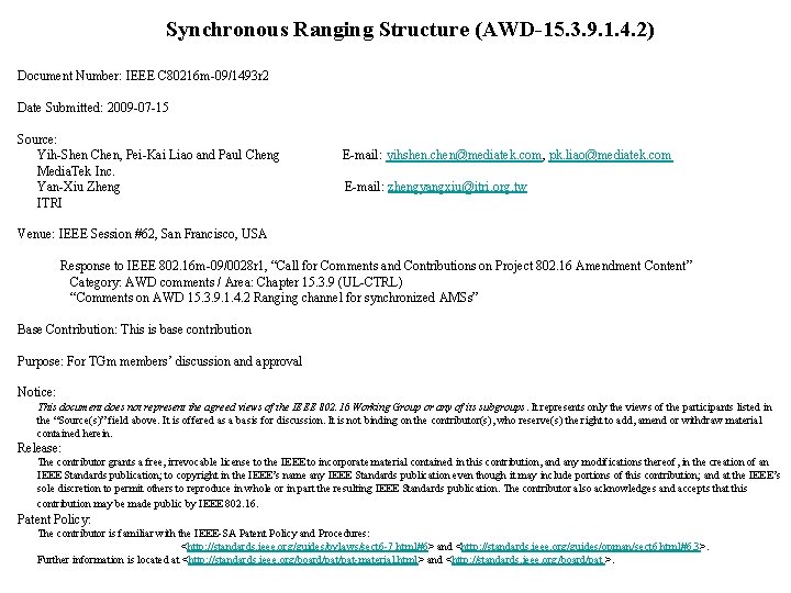 Synchronous Ranging Structure AWD15 3 9 1 4
