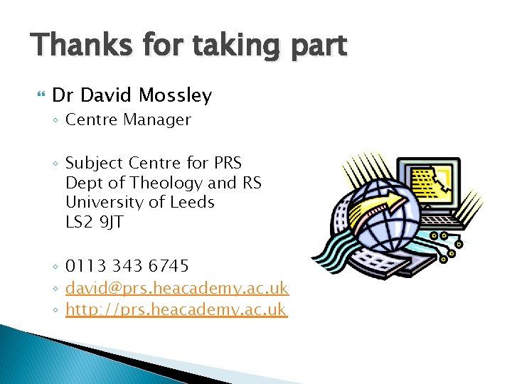 Developing a Teaching Portfolio David Mossley Subject Centre