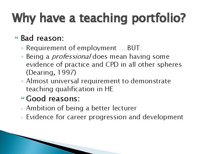 Developing a Teaching Portfolio David Mossley Subject Centre