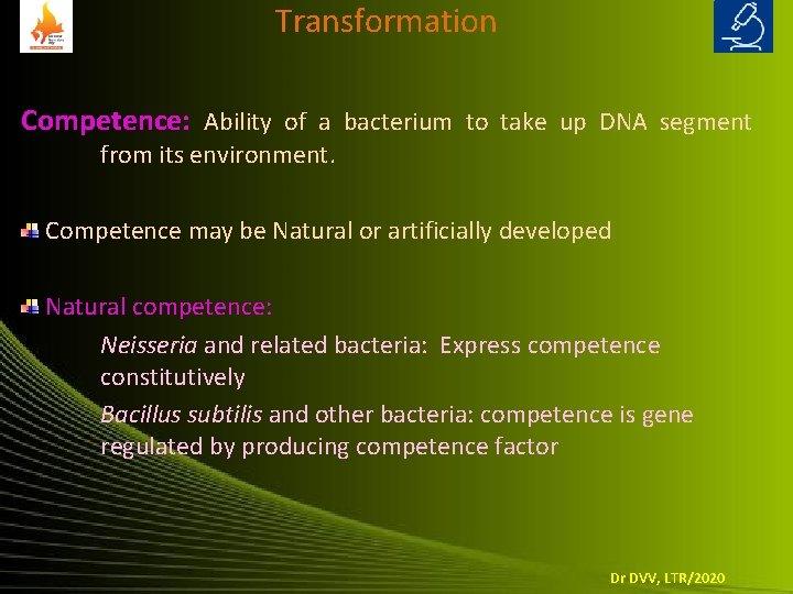 Transformation in Bacteria For M Sc II semester