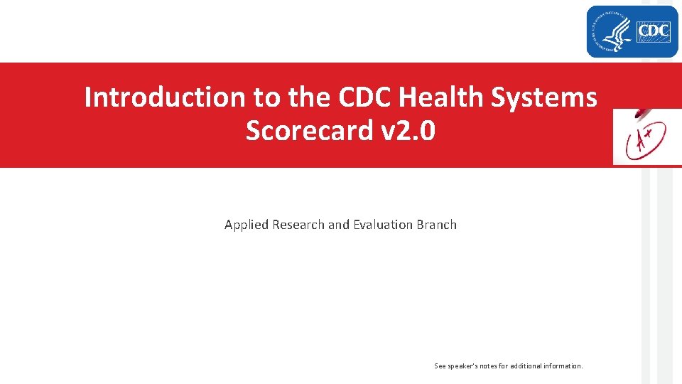 Introduction to the CDC Health Systems Scorecard v