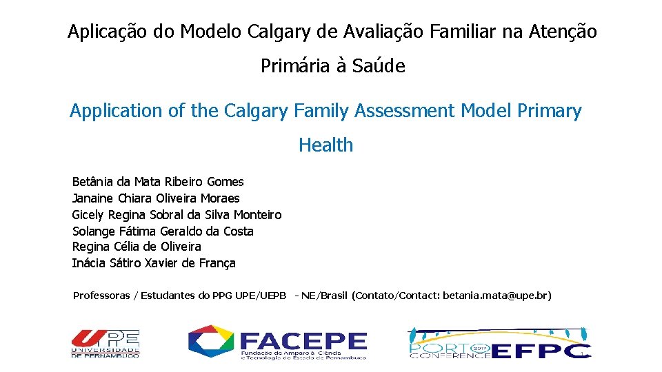 Aplicao do Modelo Calgary de Avaliao Familiar na