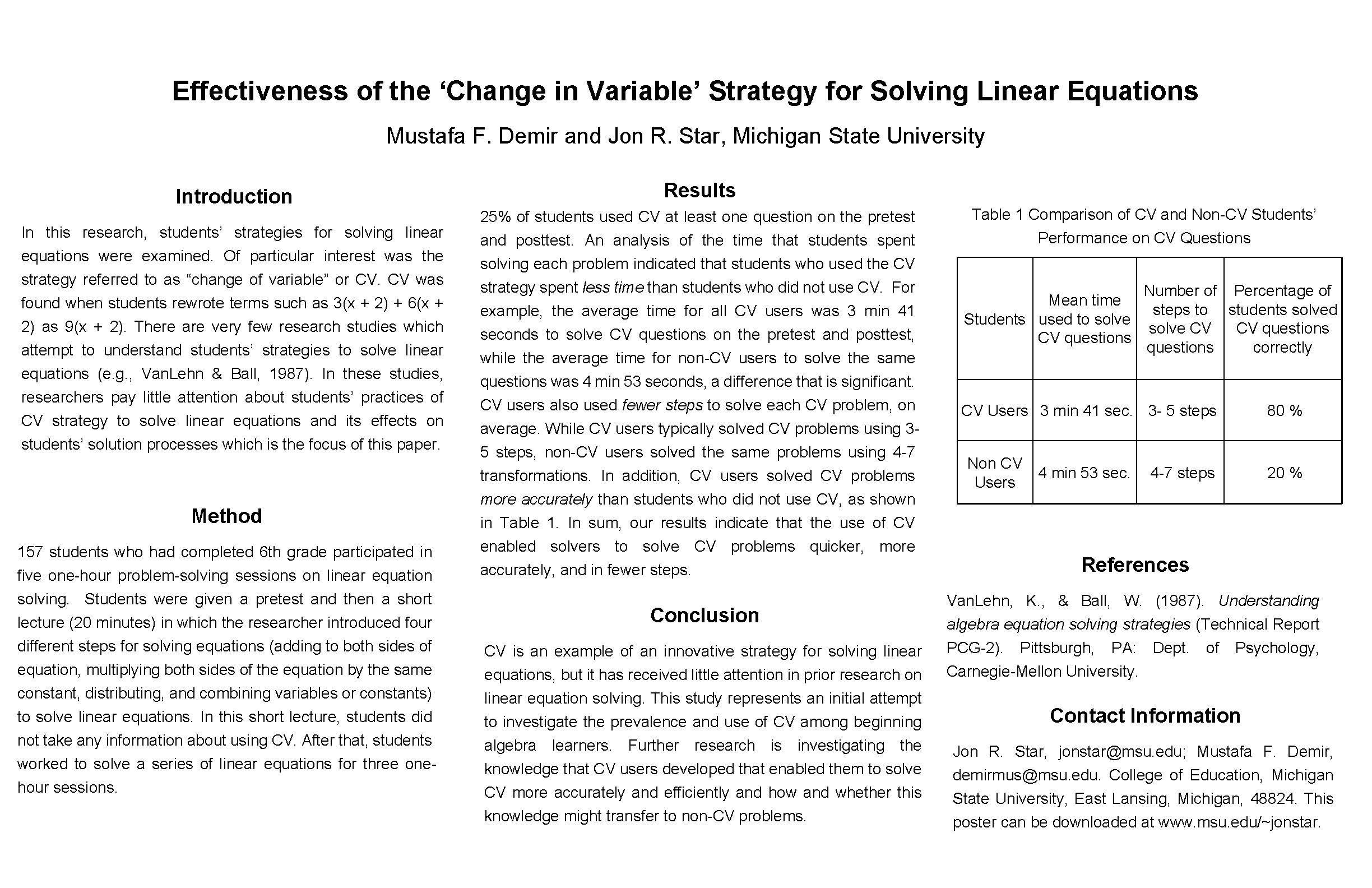 Effectiveness of the Change in Variable Strategy for