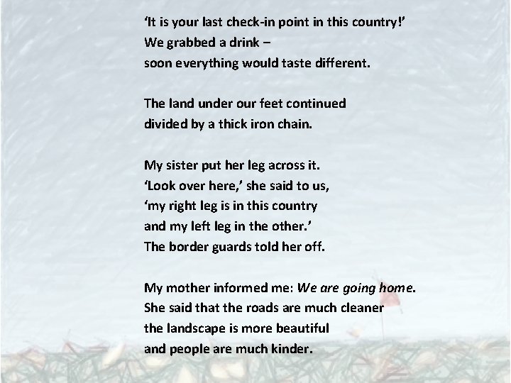 At the Border 1979 To practice poetry annotations