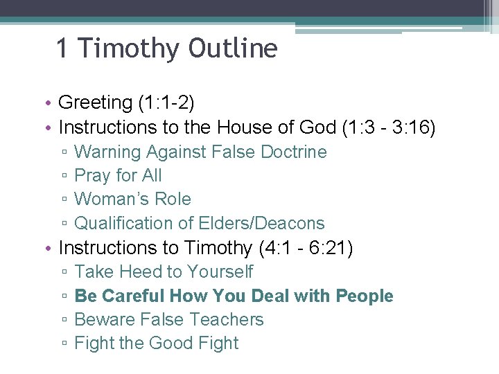 1 2 Timothy Auditorium Class Summer 2014 Lesson