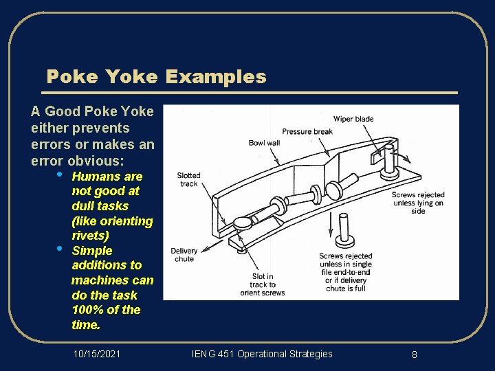 IENG 451 Lecture 23 Jidoka Reliability Quality Poke