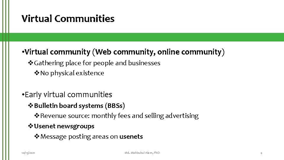 MIS 205 EBusiness Lecture 6 Virtual Communities Book
