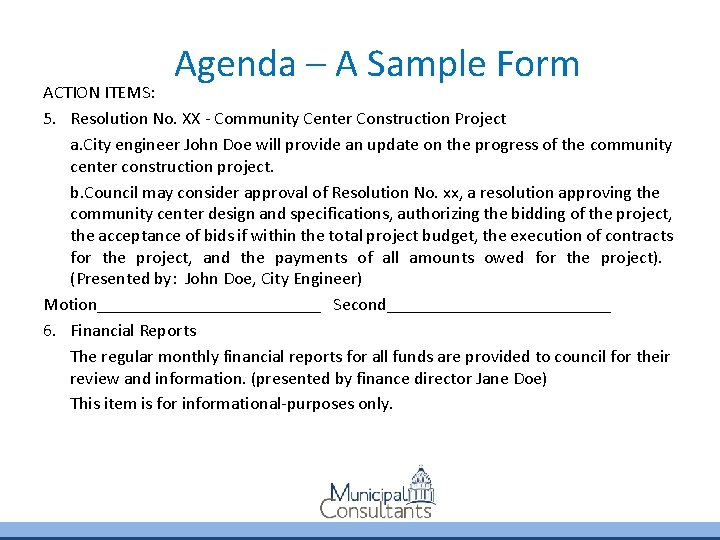 HOW TO WRITE AGENDAS RESOLUTIONS AND ORDINANCES October