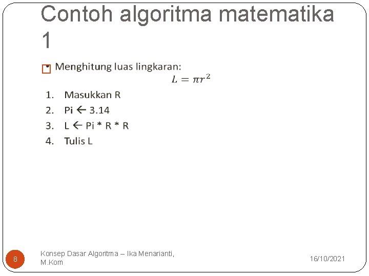 Algoritma Pemrograman I Konsep Dasar Algoritma Ika Menarianti