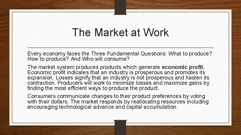 Unit 1 Basic Concepts The Market System Characteristics