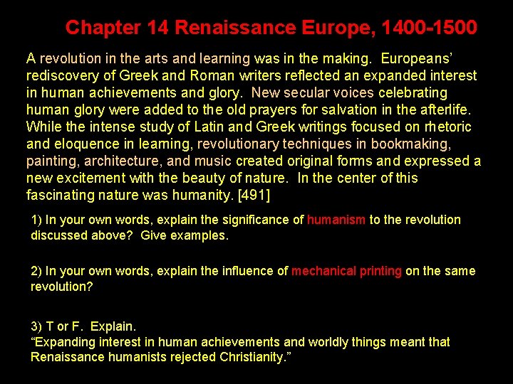 Chapter 14 Renaissance Europe 1400 1500 A revolution