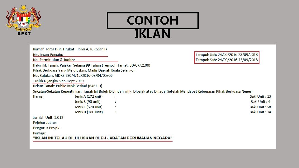 PERMOHONAN LESEN PEMAJUAN PERUMAHAN DAN PERMIT IKLAN JUALAN