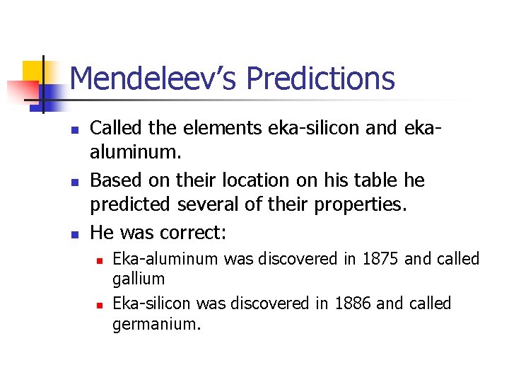 Chapter 3 Introduction to the Periodic Table Section