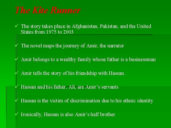 The Kite Runner by Khaled Hosseini Historical Political