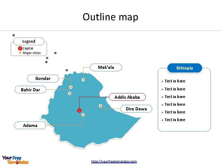 Outline map Legend Capital Major cities Mekele Ethiopia