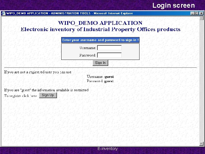 Establishing of an electronic inventory of Industrial Property