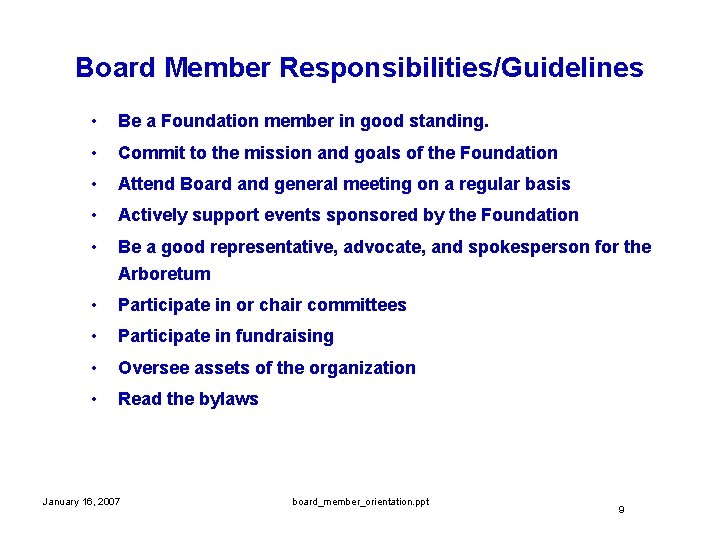 Lake Wilderness Arboretum New Board Member Orientation January