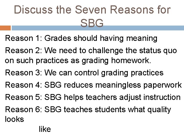 Moving to a Standardsbased Grading and Reporting Schoolwide