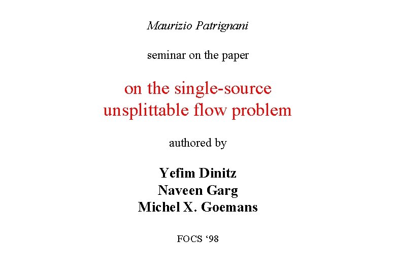 Maurizio Patrignani seminar on the paper on the