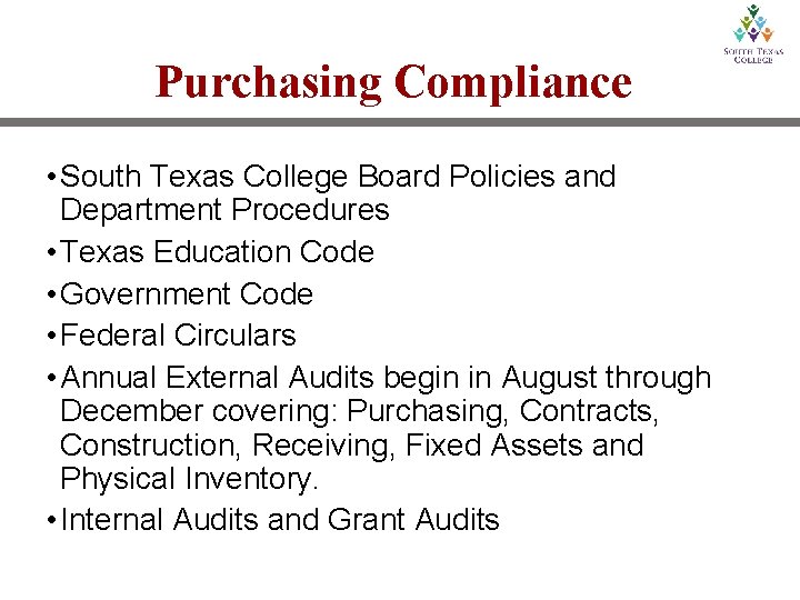 South Texas College Purchasing Business Office AA Round