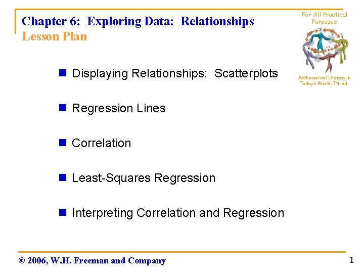 Chapter 6 Exploring Data Relationships Lesson Plan n