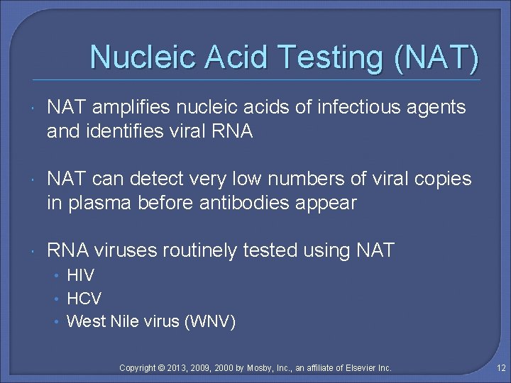 Chapter 13 Testing of Donor Blood Objectives List