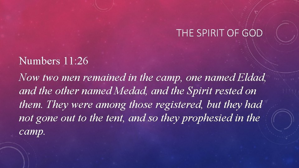 WORKING WITH THE SPIRIT OF GOD NUMBERS 11