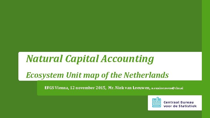 Natural Capital Accounting Ecosystem Unit map of the