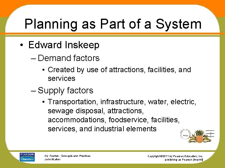 Chapter 6 Tourism Planning and Sustainable Development Its