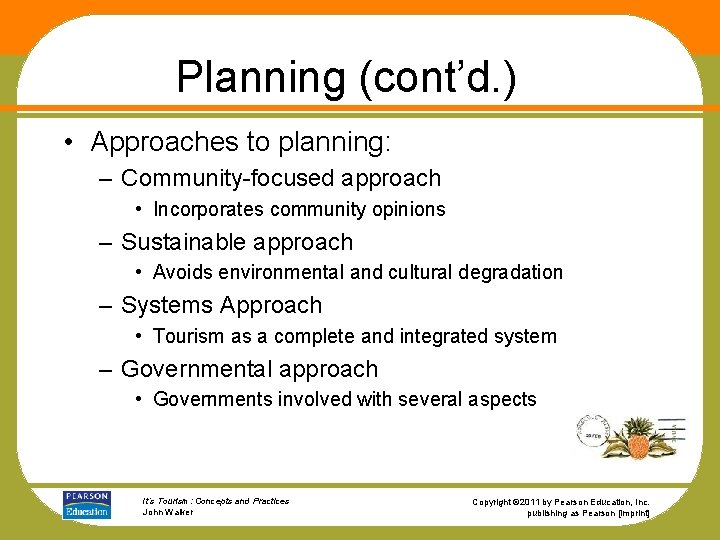 Chapter 6 Tourism Planning and Sustainable Development Its