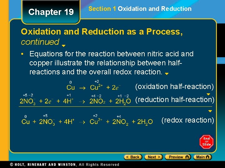 Chapter 19 Preview Objectives Oxidation States Oxidation Reduction