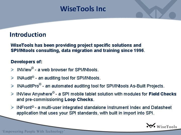 PreCommissioning Tablet Interface to SPI and the Document