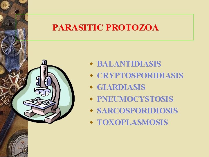 PARASITOLOGY IN THE CLINIC DEPARTMENT OF PARASITOLOGY FACULTY