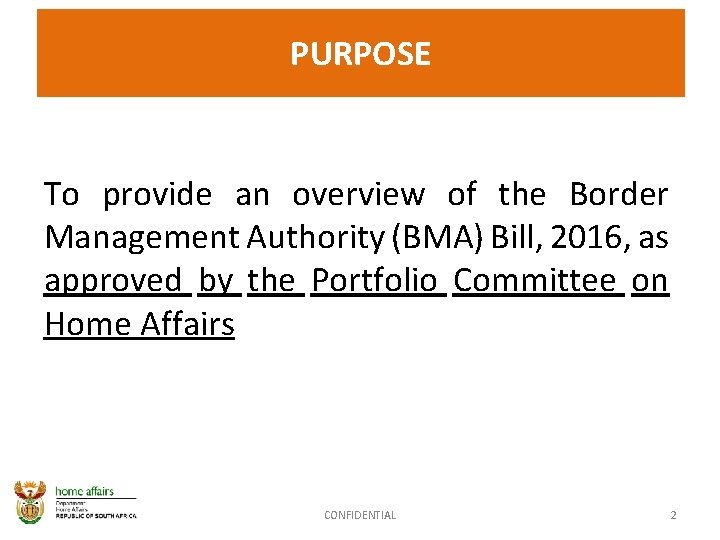 BORDER MANAGEMENT AUTHORITY BMA BILL 2016 OVERVIEW March