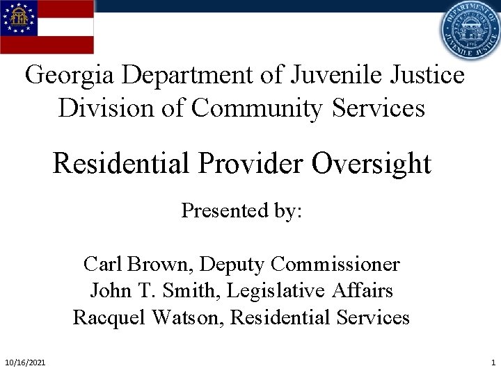 Georgia Department of Juvenile Justice Division of Community
