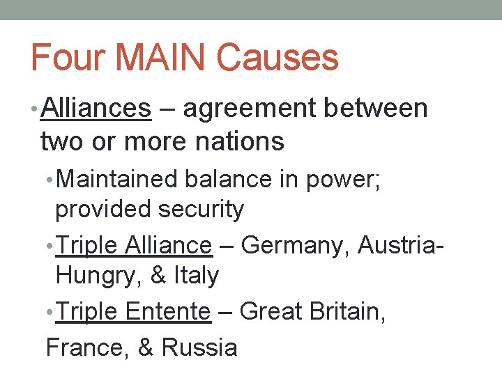 WORLD WAR I Part 1 Setting the Stage