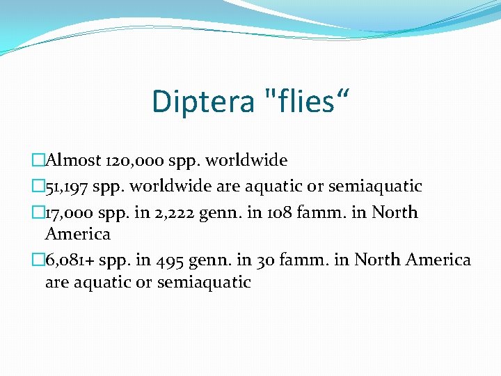Aquatic Diptera Diptera flies Almost 120 000 spp
