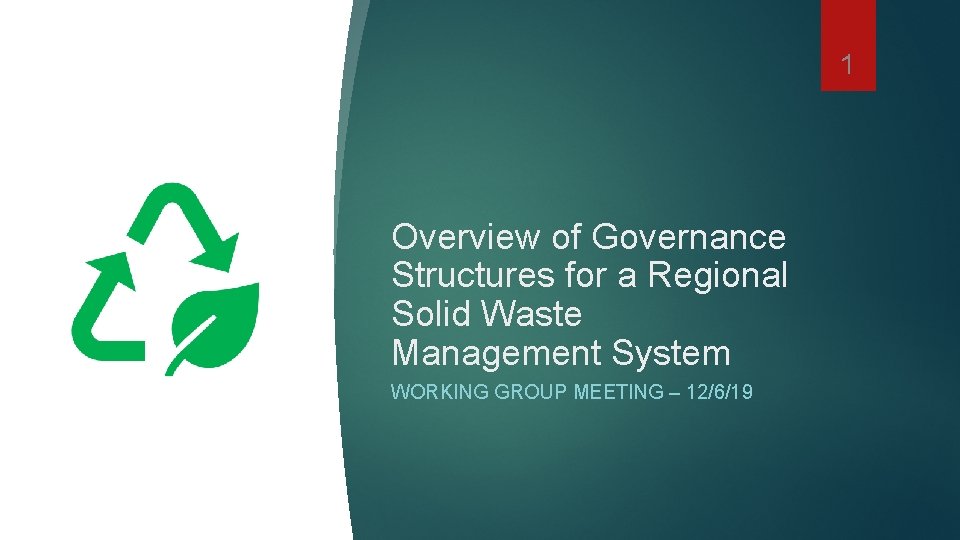 1 Overview of Governance Structures for a Regional
