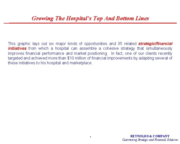 Growing The Hospitals Top And Bottom Lines This