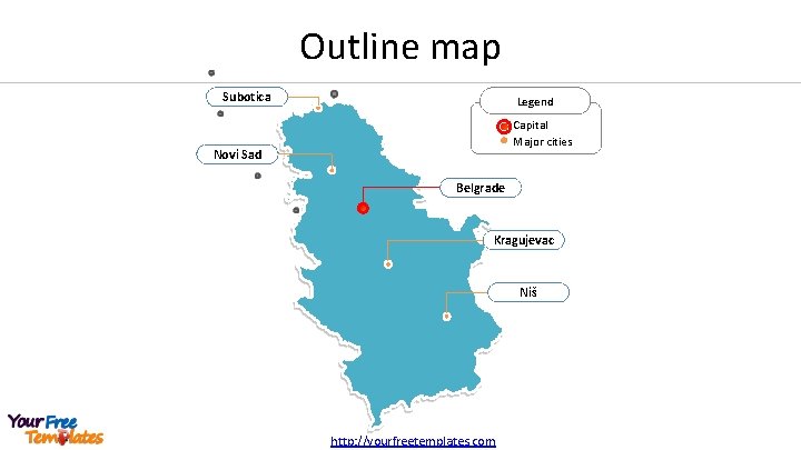 Outline map Subotica Legend Capital Major cities Novi