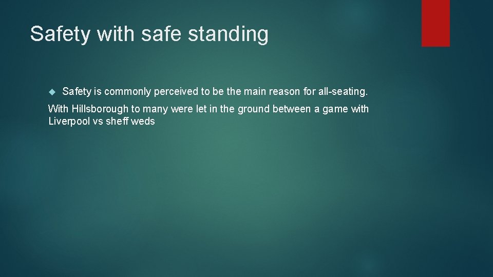 Safe standing in Football BY CHARLIE RICHARDSON Into