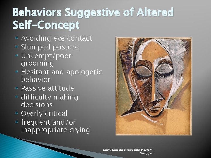 SelfConcept Taylor ch 40 Mosby items and derived