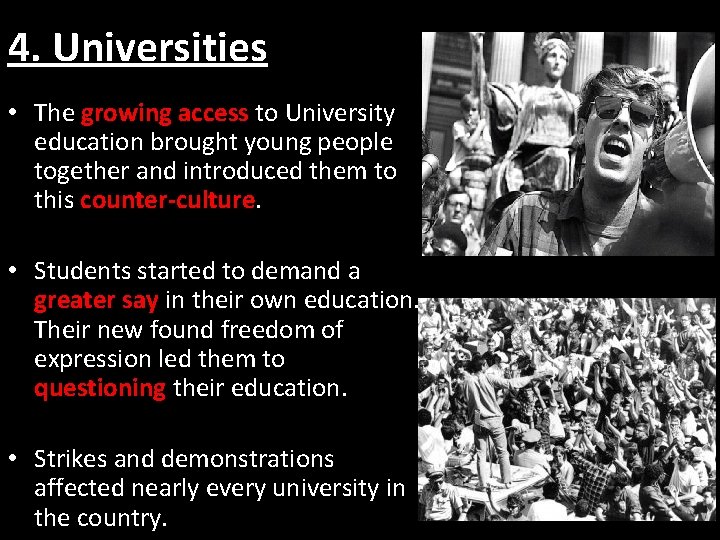 Why was there a growing student protest movement