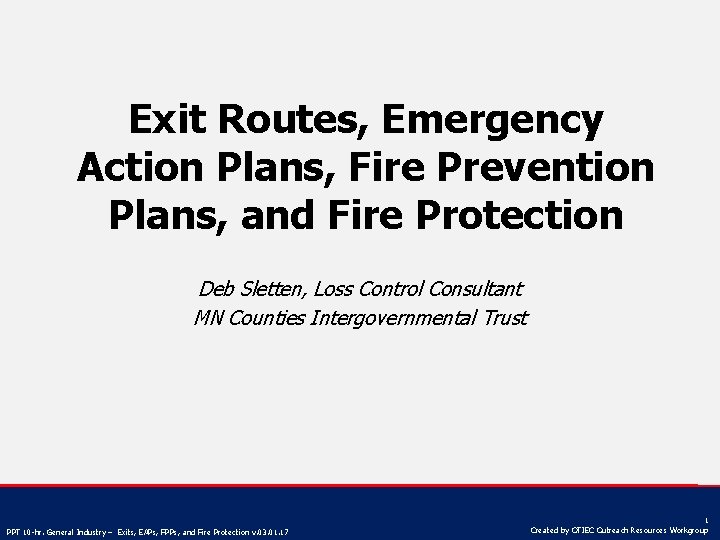 Exit Routes Emergency Action Plans Fire Prevention Plans