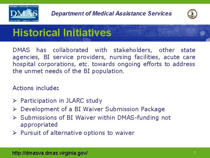 Departmentof of Medical Assistance Services Department Brain Injury