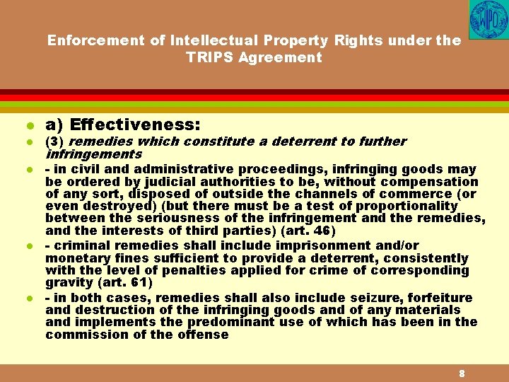 1 Enforcement of IP Rights before the TRIPS