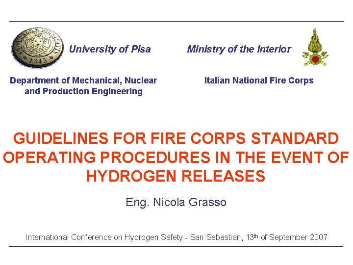 University of Pisa Department of Mechanical Nuclear and