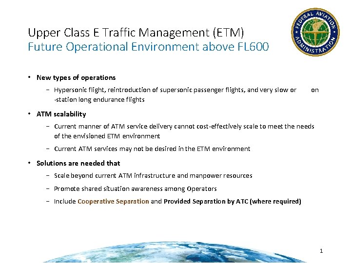 Upper Class E Traffic Management ETM Future Operational