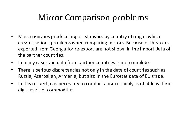 Export correction for the balance of payments According